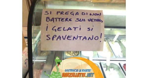 Barzellette.net Foto: Cartello sul banco dei gelati...
