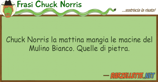 Barzelletta: Chuck Norris la mattina mangia le macine del Mulino...